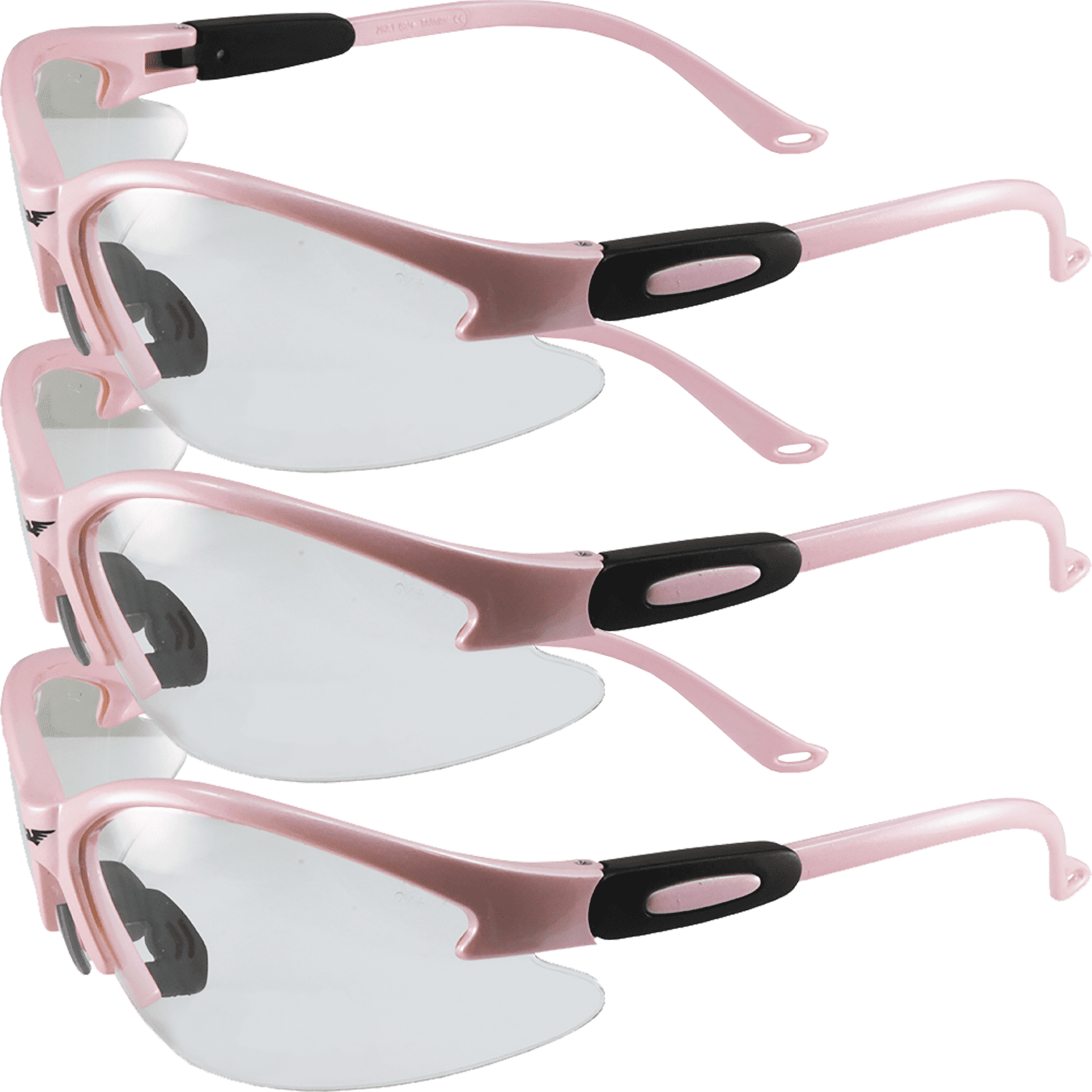 3 PAIR Cougar Safety Glasses LIGHT Pink Frame Clear Lens ANSI Girl Gear ...