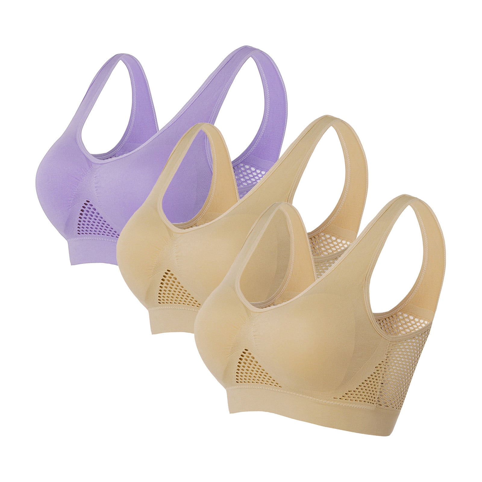 3 PC Breathable Cool Liftup Air Bra, 2024 New Large Size Yoga Bras Mesh ...