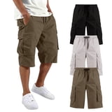 3 PC Cargo Shorts for Men Elastic Waist Drawstring Athletic Hiking ...