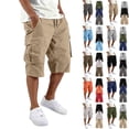 3 PC Cargo Shorts for Men Elastic Waist Drawstring Knee Length Bermuda ...