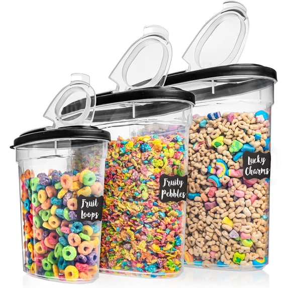 3 PC Cereal Container Storage Set (5.2L, 2.8L, 1.2L) - Large Airtight ...