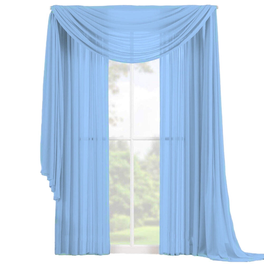 3 PC Complete Set 2 Panels and 1 Scarf Fully Stitched Sheer Window Curtain Drape - Walmart.com