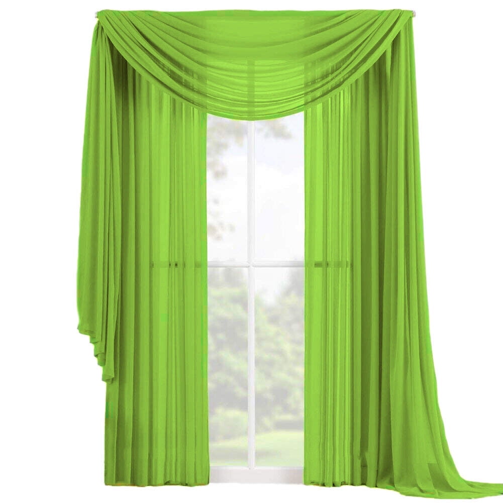 3 PC Complete Set 2 Panels and 1 Scarf Fully Stitched Sheer Window ...