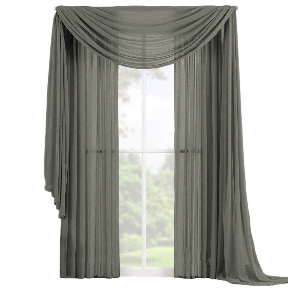 3 PC Complete Set 2 Panels and 1 Scarf Fully Stitched Sheer Window ...