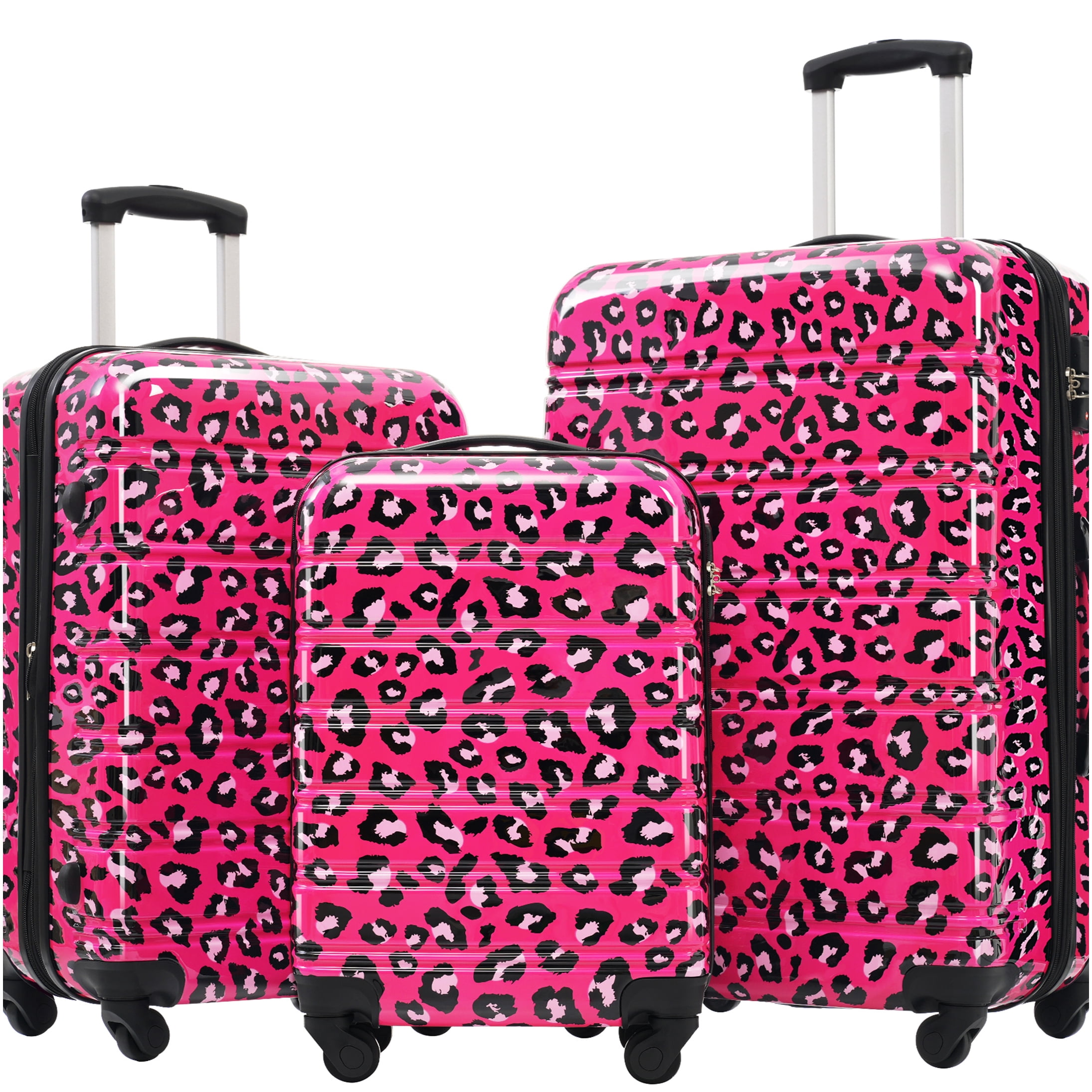 3-PC Expandable Hardshell Spinner Luggage Set with TSA Lock, Hot Pink ...