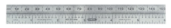 3 PC General 6 in. L X 3/4 in. W Stainless Steel Precision Pocket Rule ...