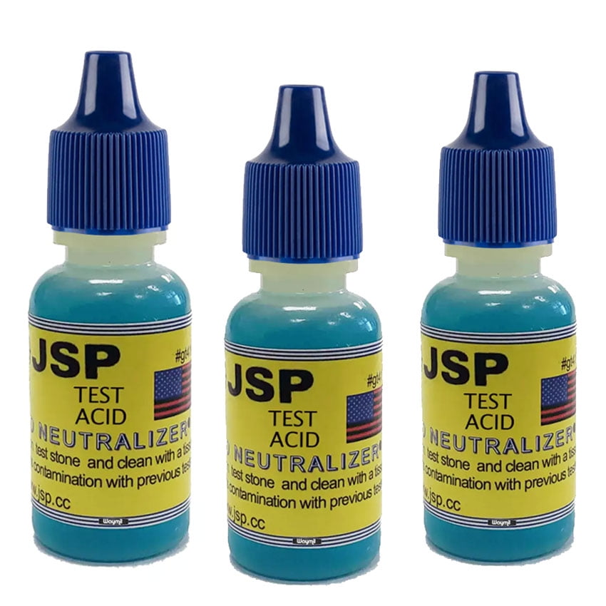 3 PC Gold Silver Test Acid Neutralizer 1/2 oz Bottle Solution Stone ...