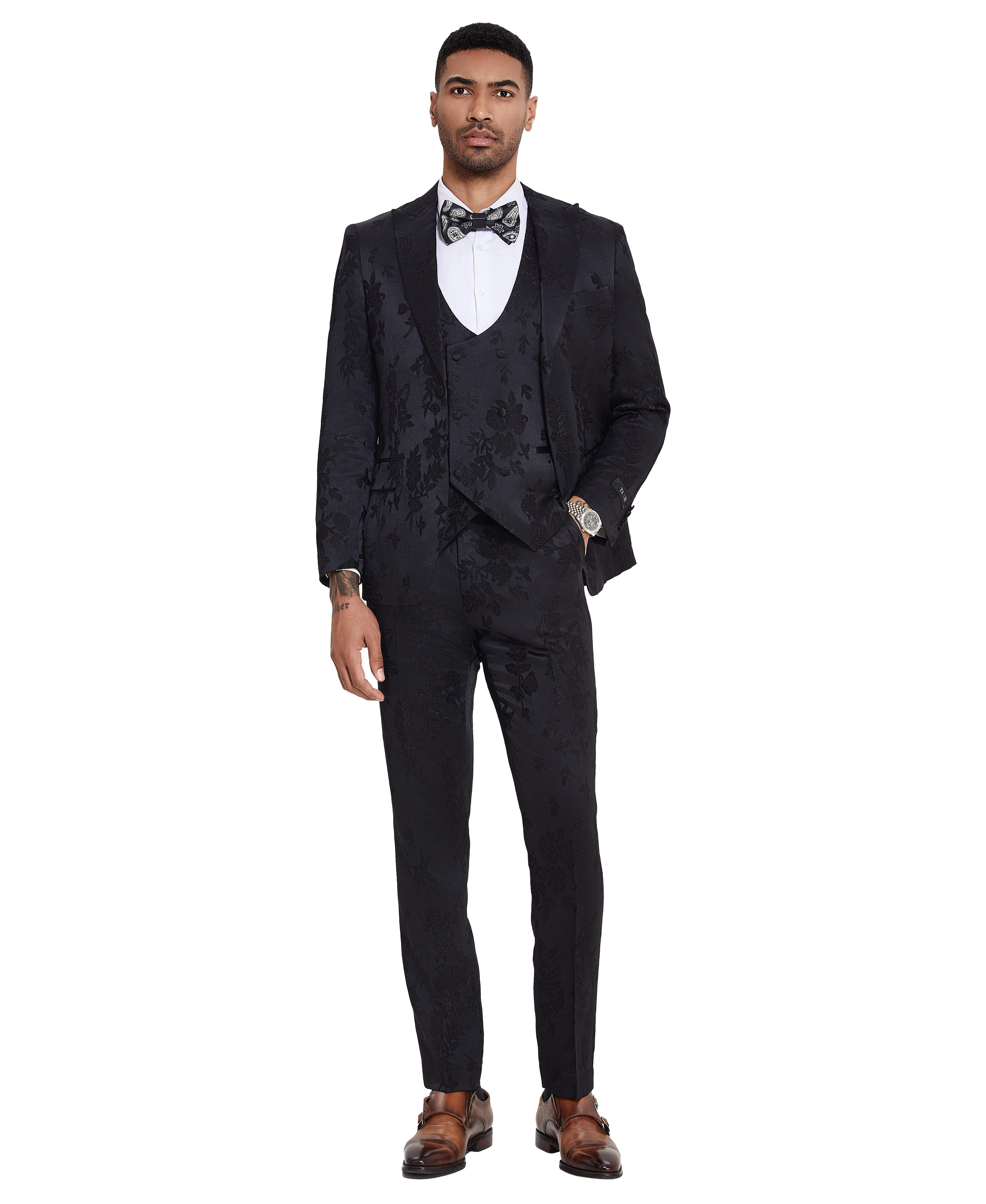 3 PC Paisley Peak Lapel Double Breasted Vest Suit - Walmart.com