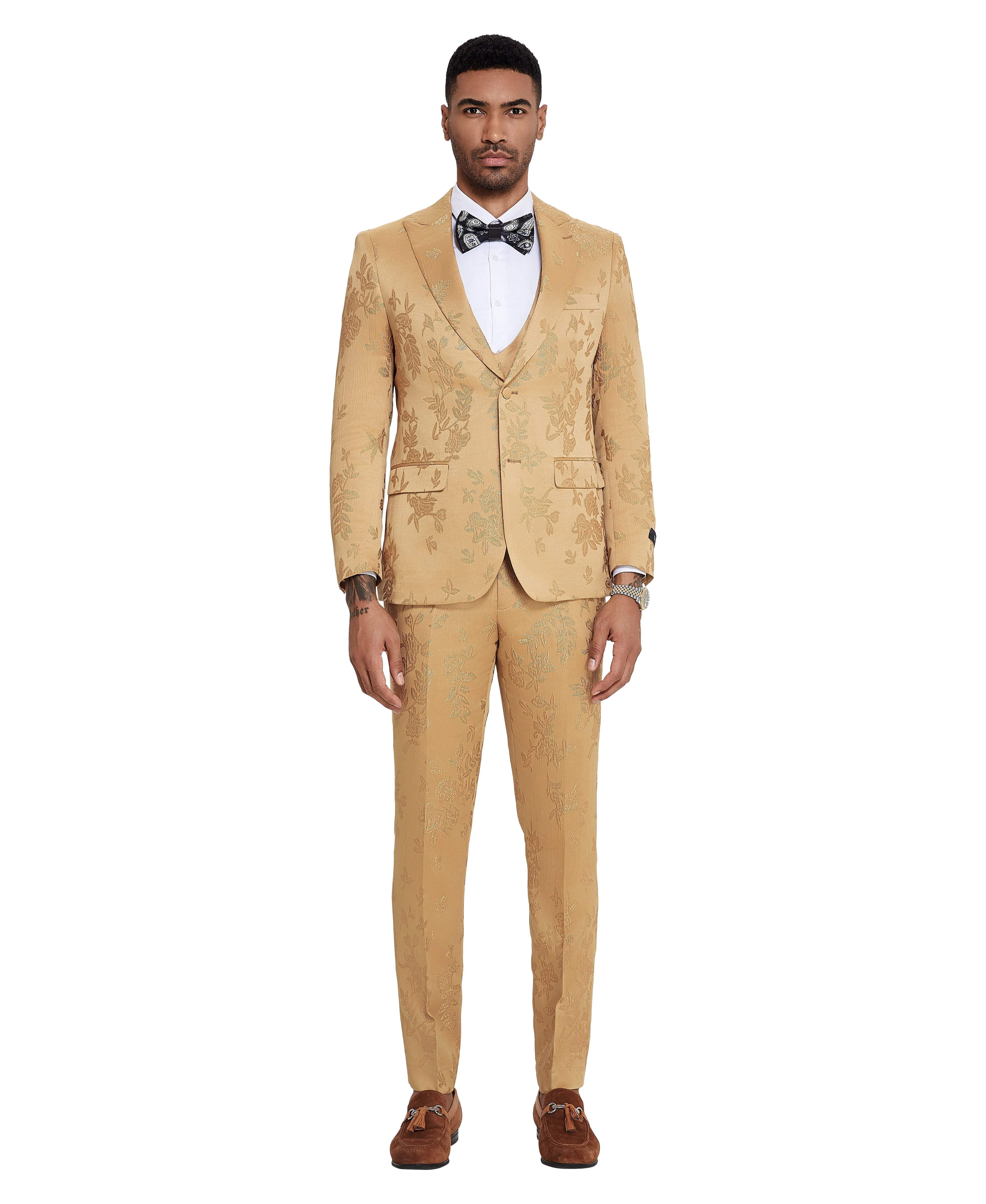3 PC Pattern Shawl Lapel Double Breasted Vest Suit - Walmart.com