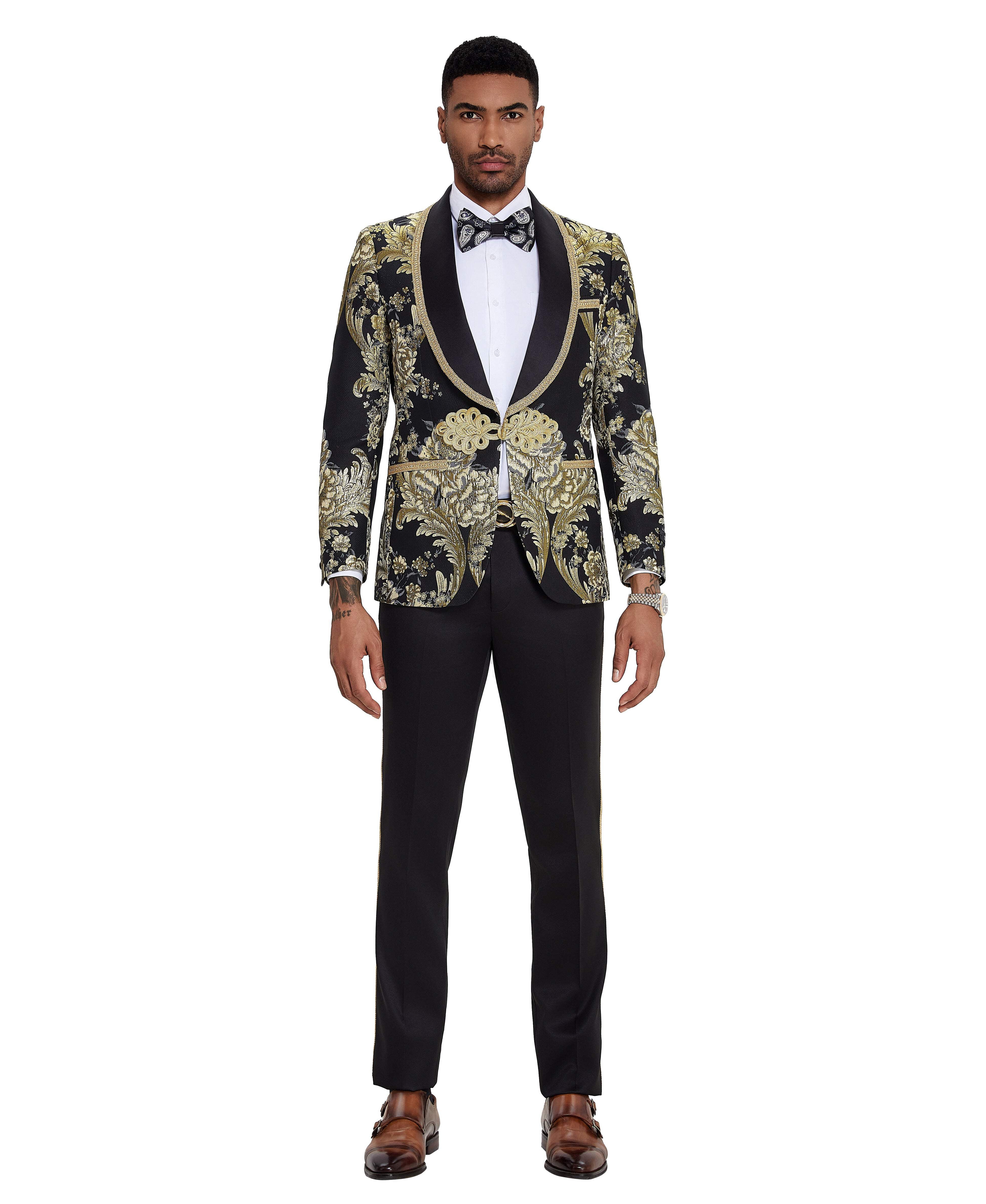 3 PC Pattern Shawl Lapel Double Breasted Vest Suit - Walmart.com