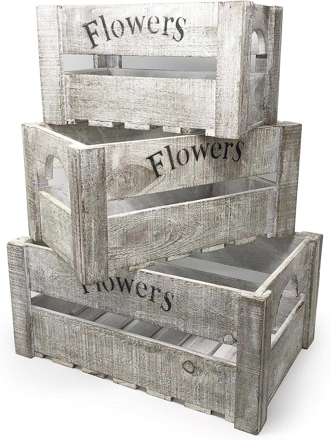 3-PC Set Wooden Boxes Planter Trough for Flower pots - Indoor Outdoor ...