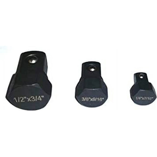 3 PC Square Drive Socket Caps, Hex 7/16", 9/16" & 3/4" with 1/4", 3/8 ...