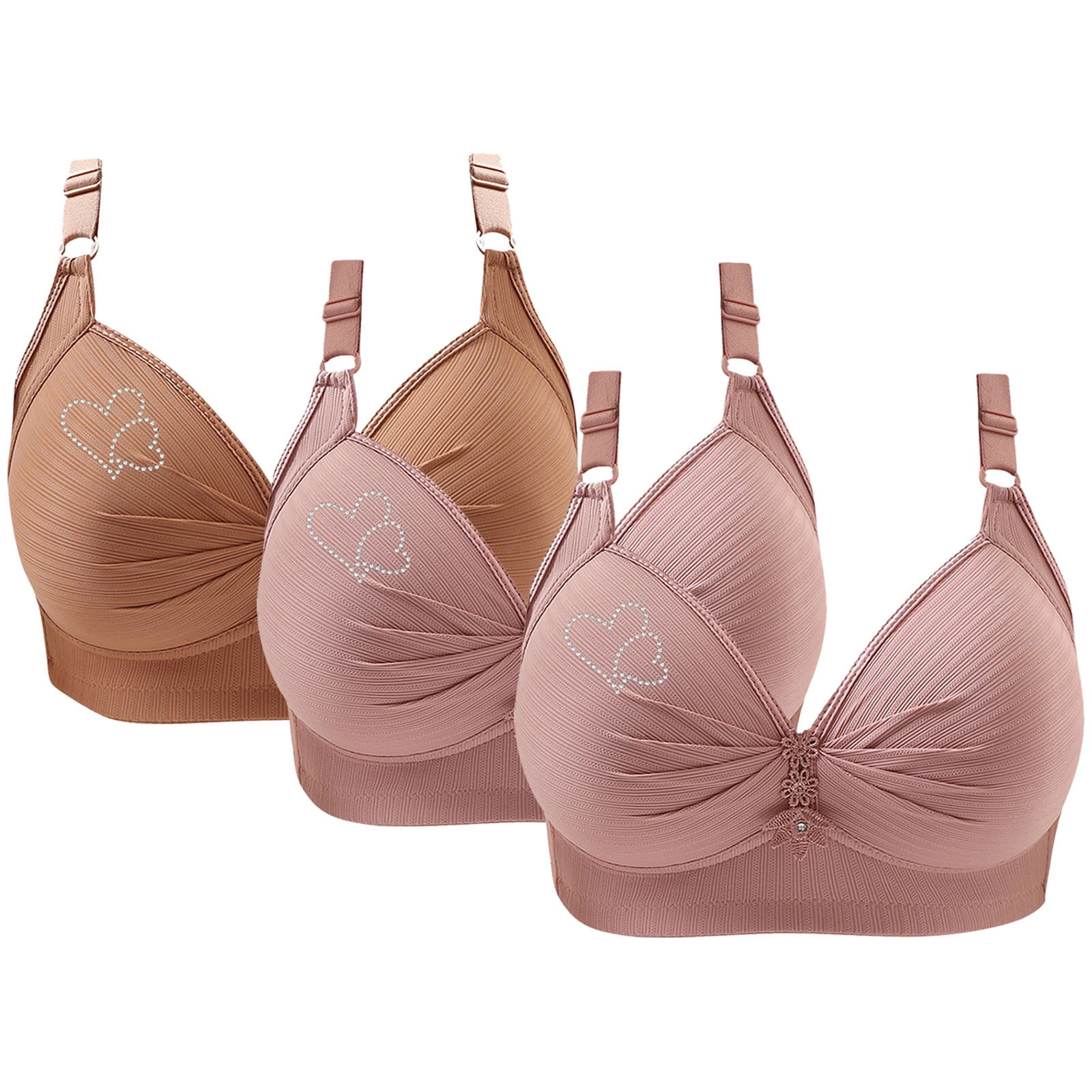 3 PC Womens Push Up Bras Full Coverage Plus Size Bras Bralettes No ...