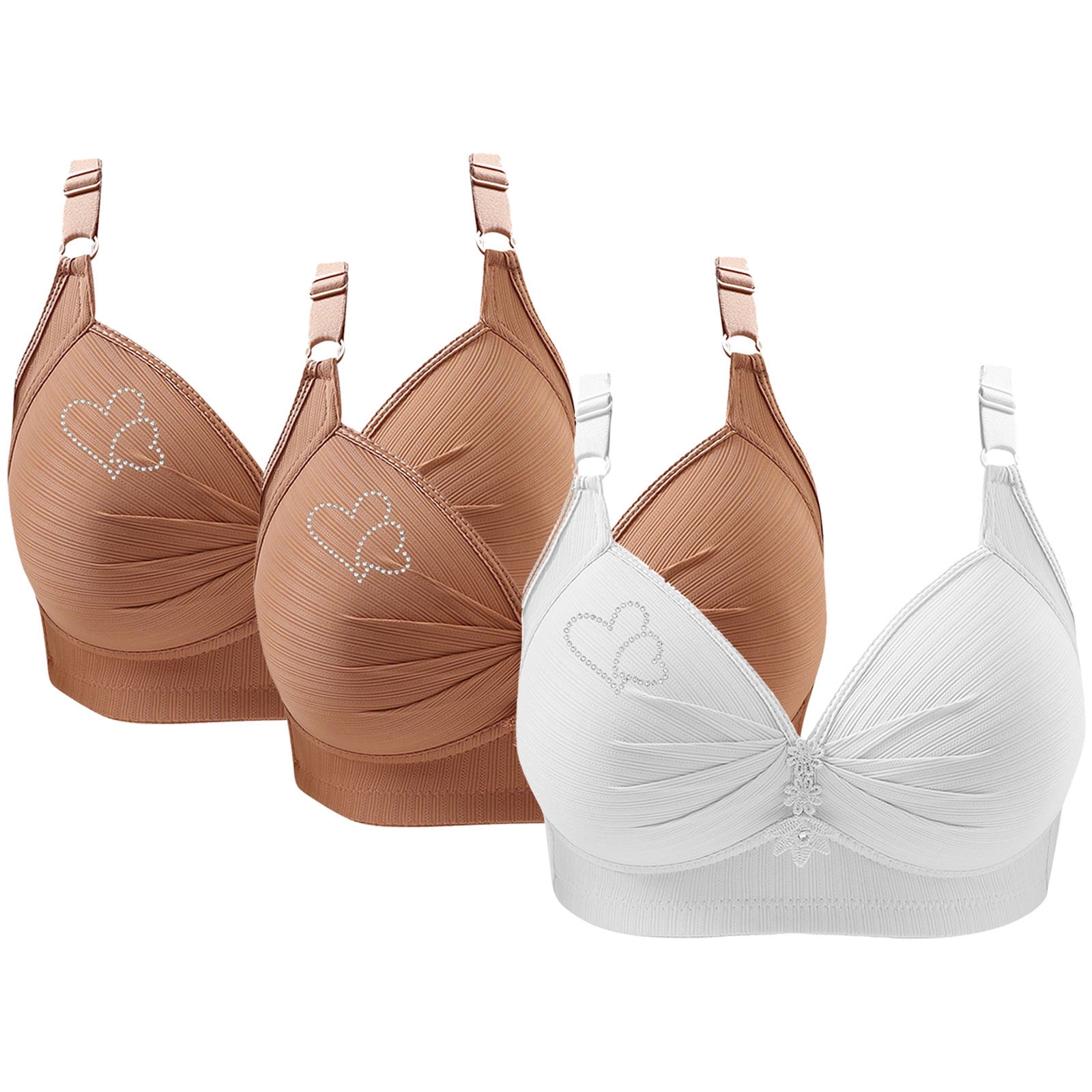 3 PC Womens Push Up Bras Full Coverage Plus Size Bras Bralettes No ...