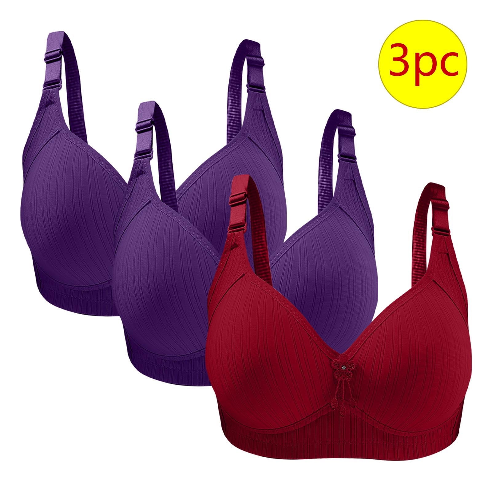 3 PC Womens Wireless Bras Comfortable Full Support Push Up Bras without ...