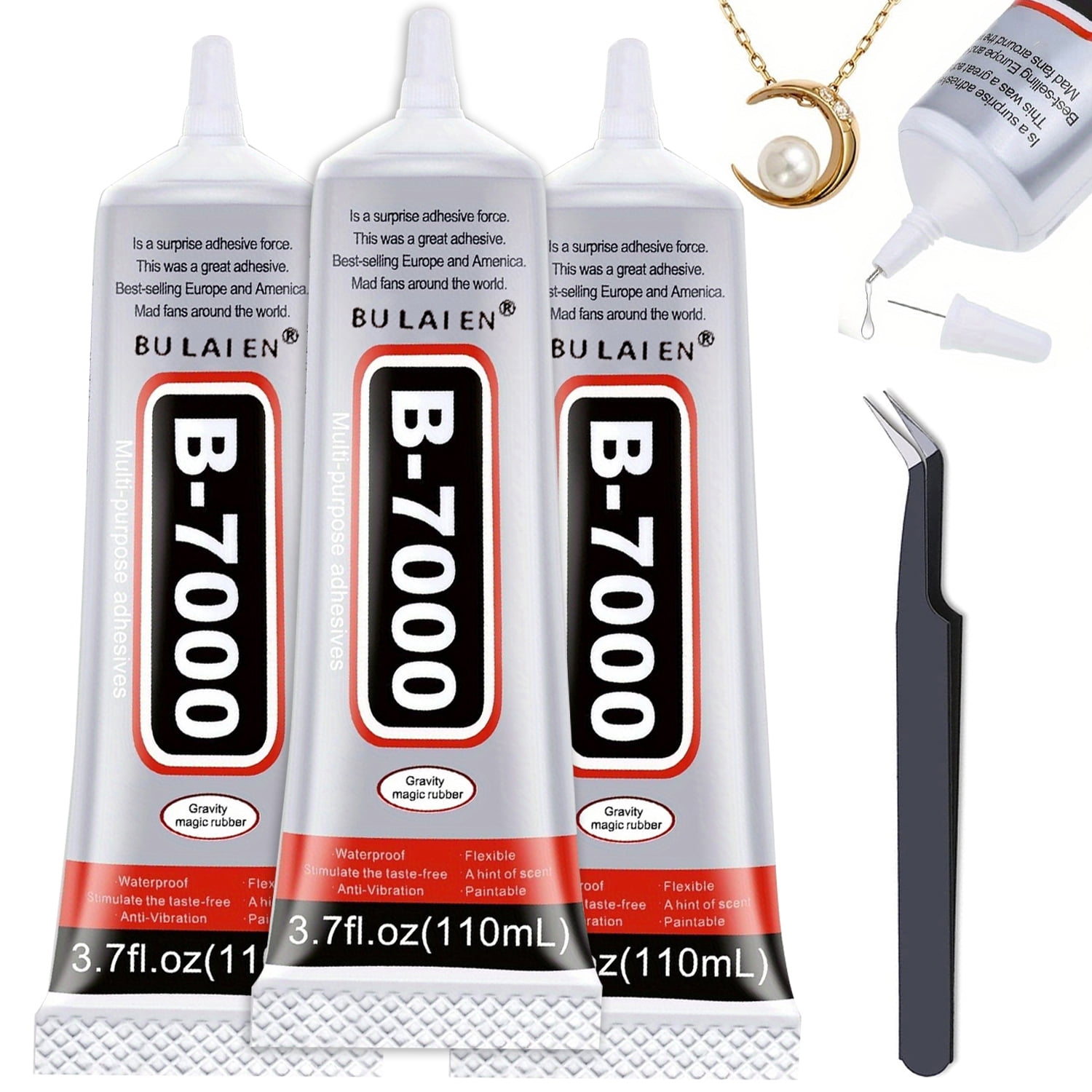 3 PCS 110ML B-7000 Clear Glue for Rhinestones, DIY B7000 Adhesive Crafts Glue Multipurpose Super ...