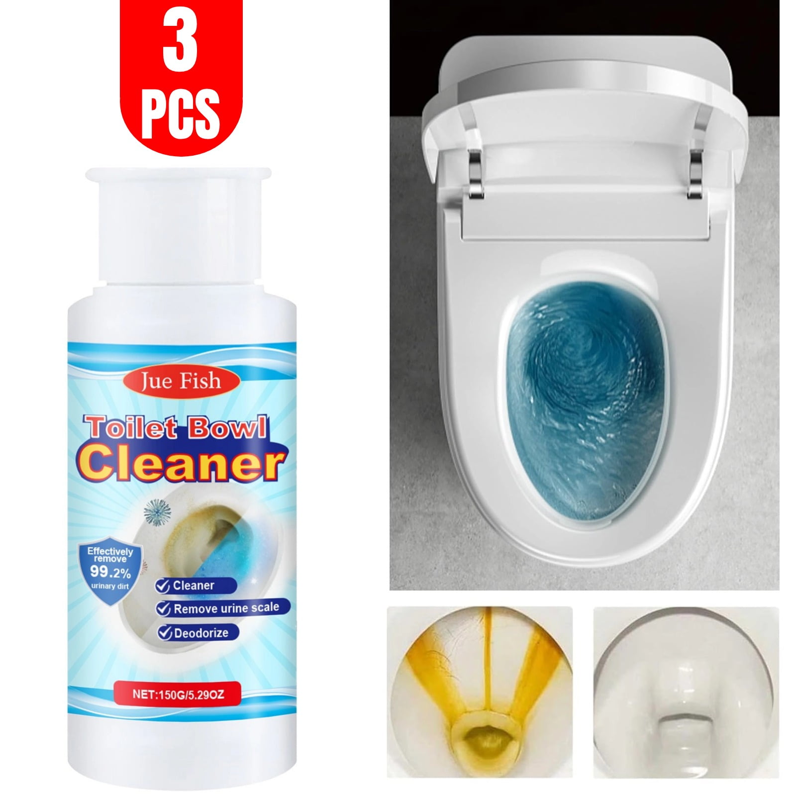 3 PCS 150g Splash Toilet Cleaner Foam Powder, Toilet Cleaning Powder ...