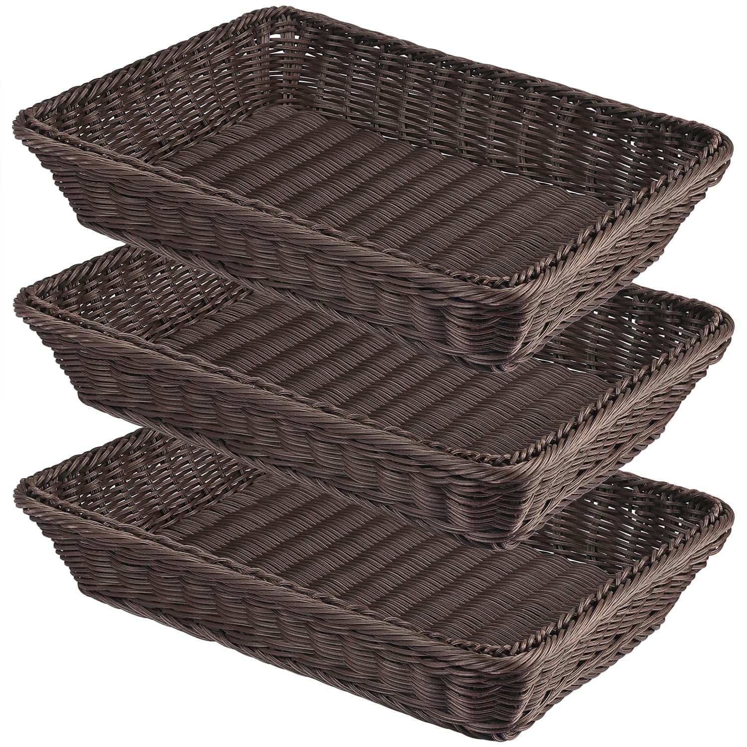 3 PCS 16 Inch Wicker Bread Basket, Woven Serving Basket, Tabletop Food ...