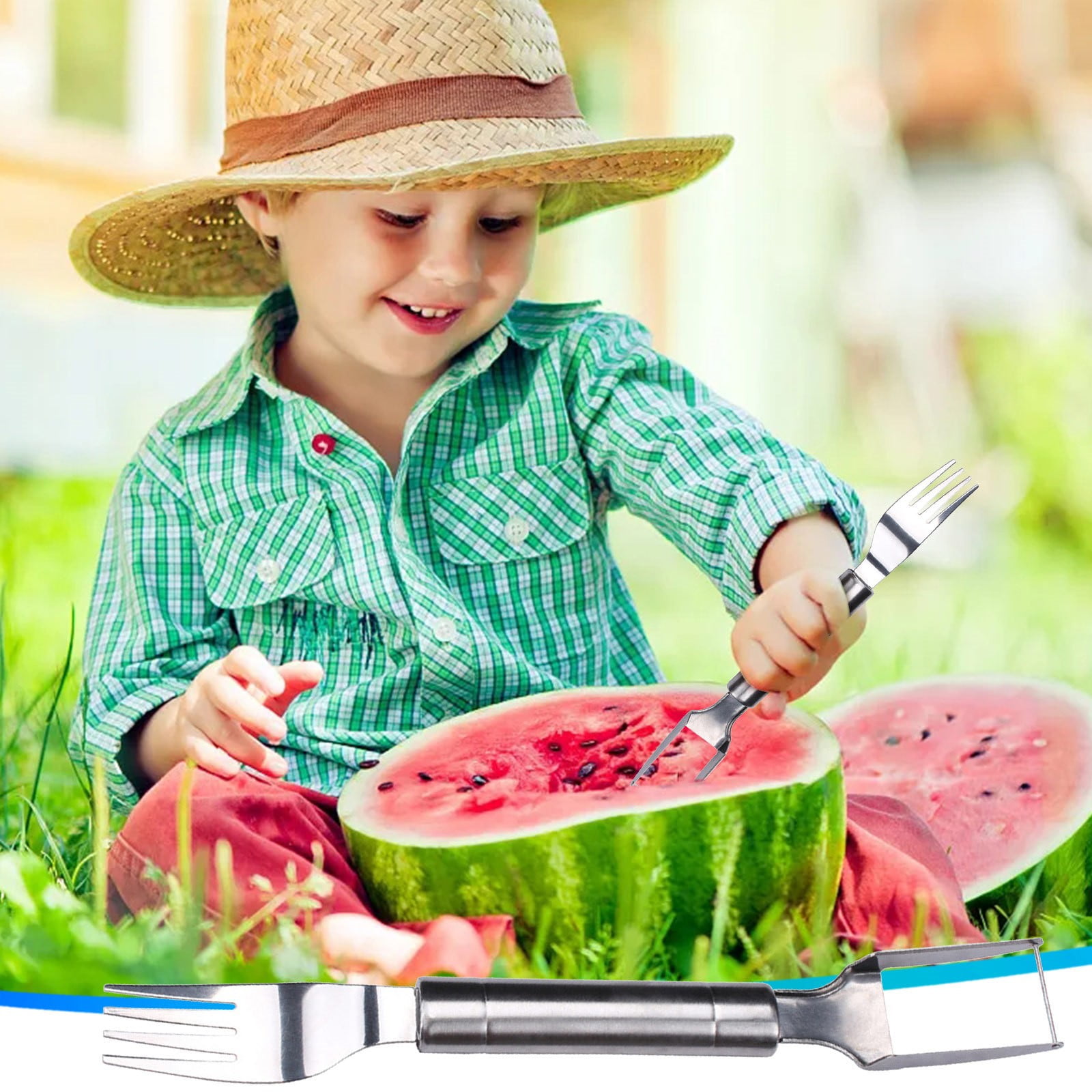 3 PCS 2-in-1 Stainless Steel Fruit Cutter,Double Head Watermelon Cutter ...