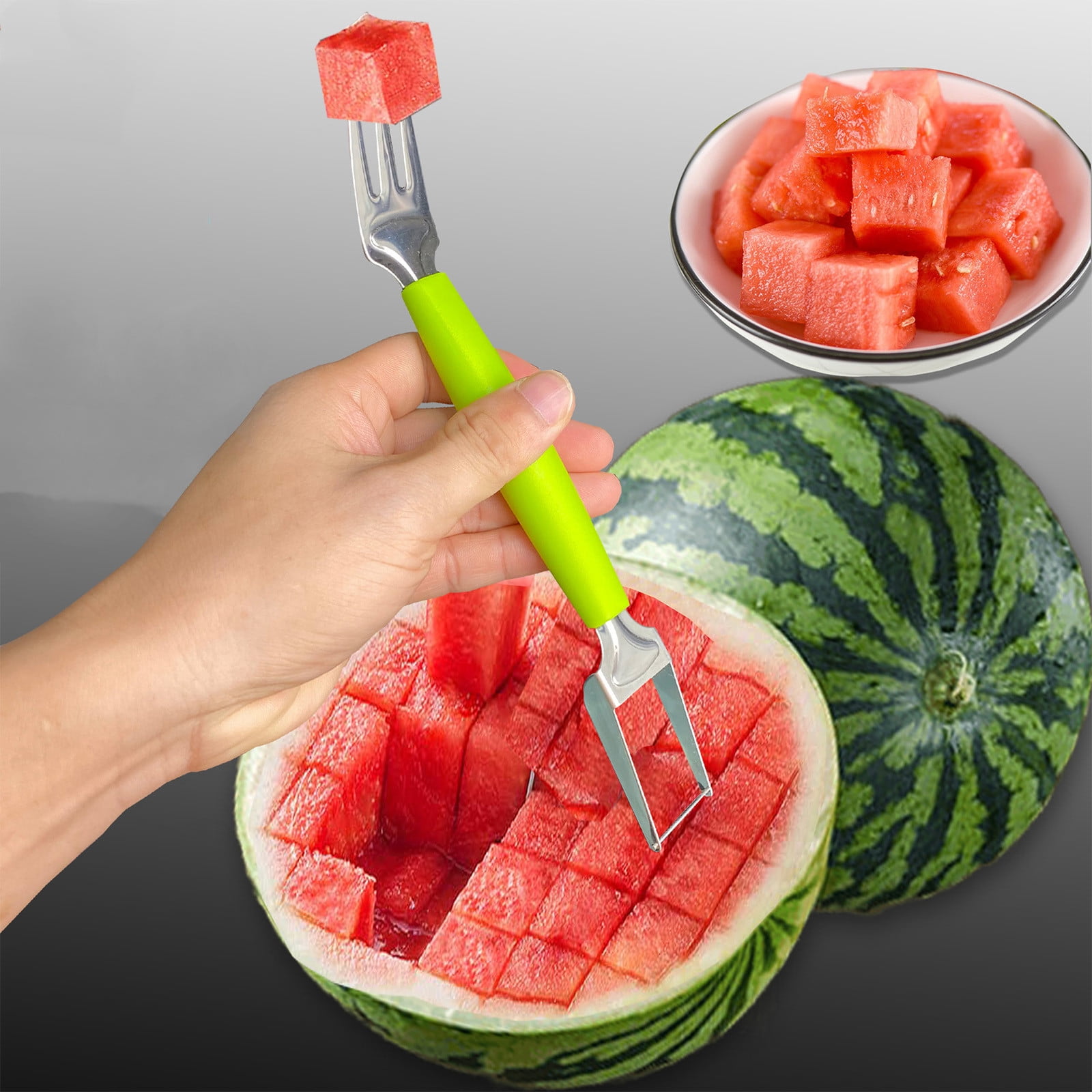 3 PCS 2-in-1 Stainless Steel Fruit Cutter,Dual Head Forks Knife for ...