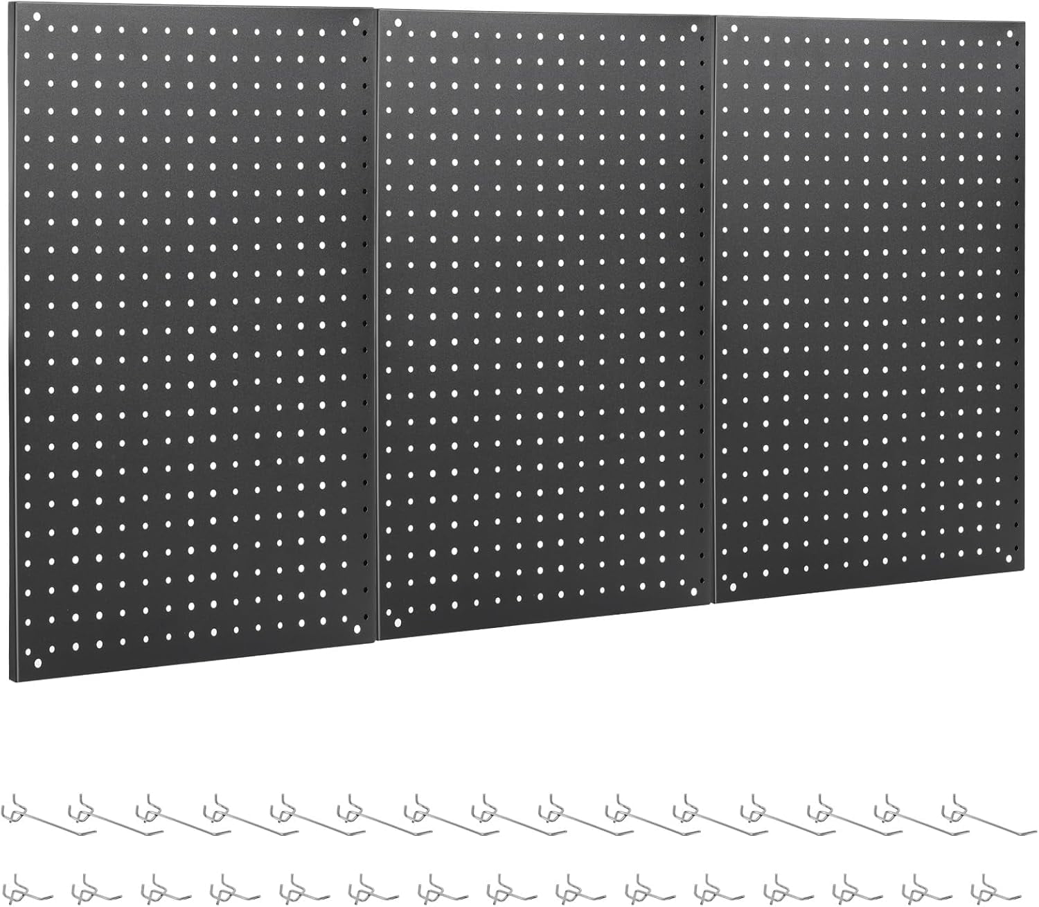 3 PCS 24"×16" Metal Peg Board Panels Black Modular Wall Organizer Kit ...