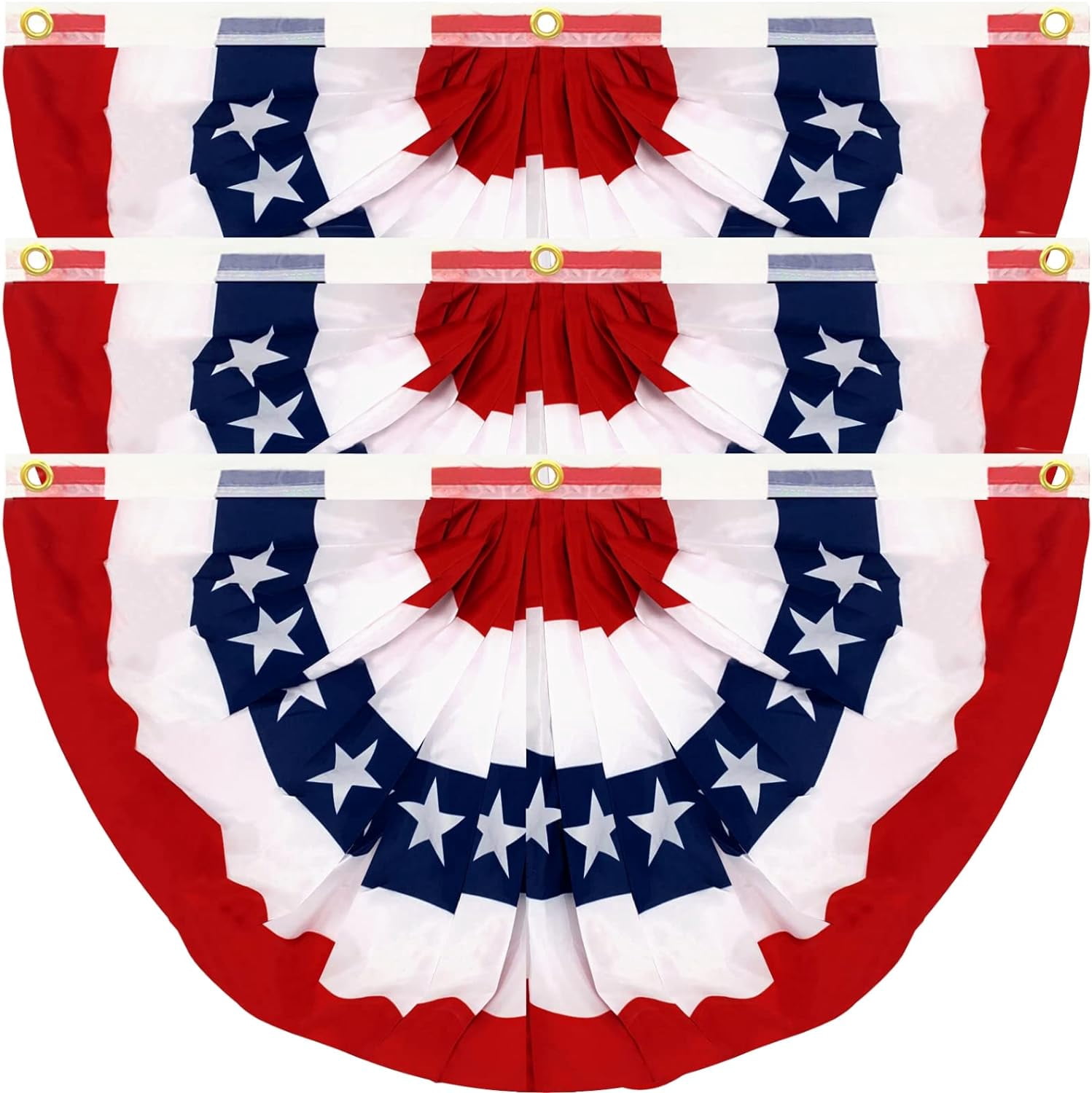 3 PCS 3 x 6 FT Extra Large American Pleated Fan Flag, 4th of July USA ...