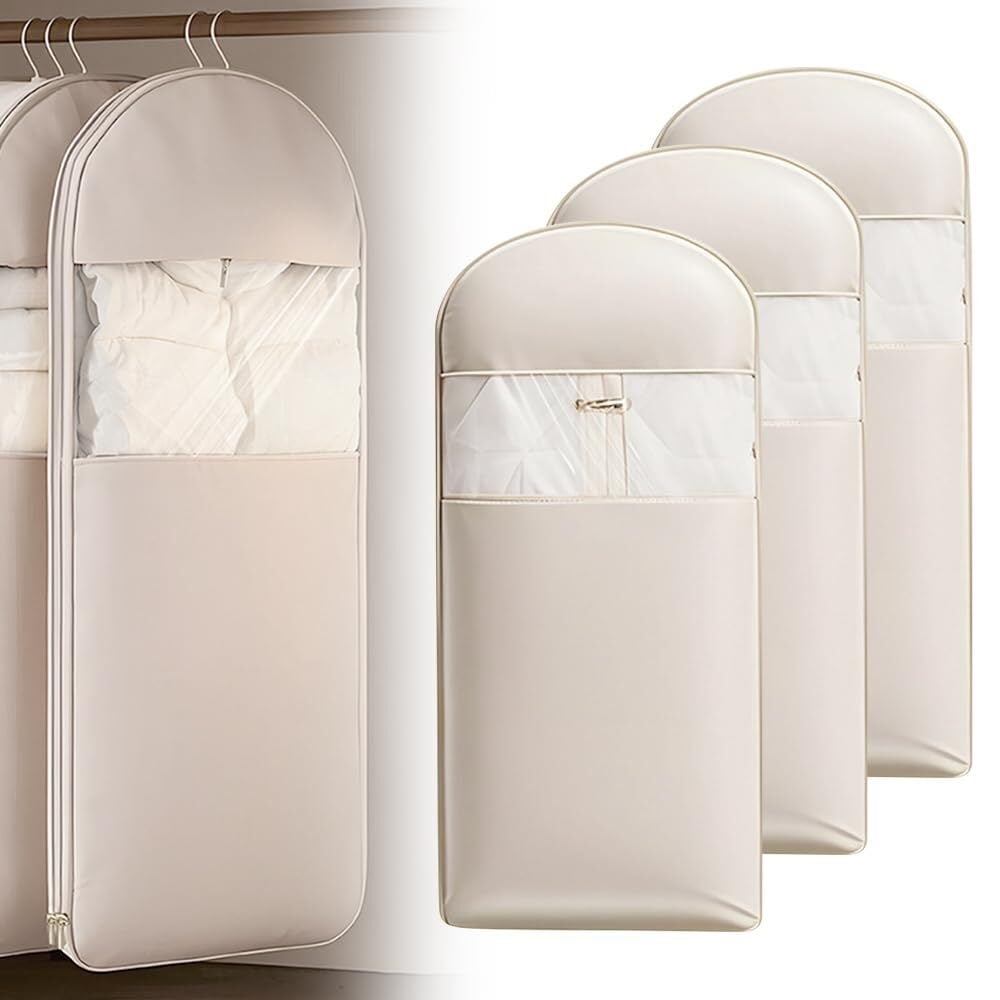 3 PCS 35"/43"/52" Long Space Saving Hanging Garment Bag with Self ...