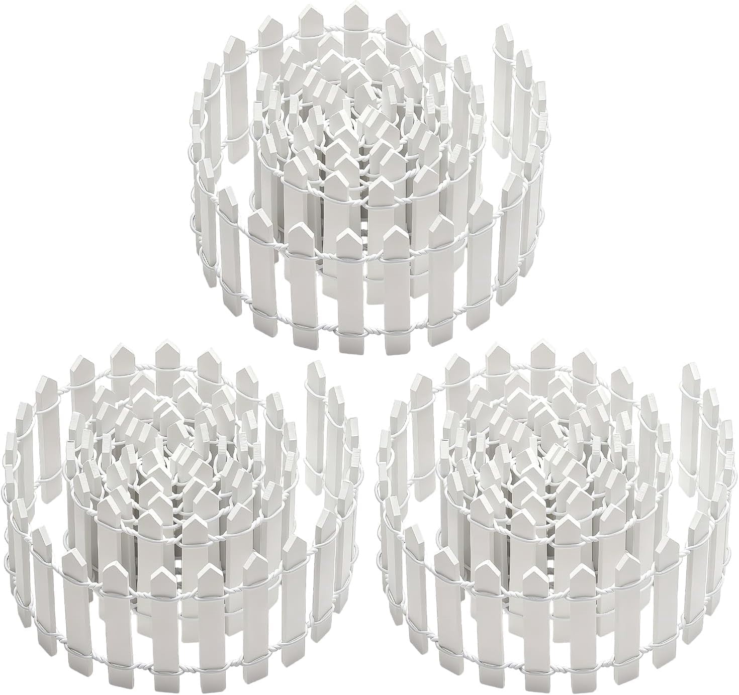 3 PCS 35 Inch Mini Christmas Garden Fence, White Miniature Fairy Garden ...