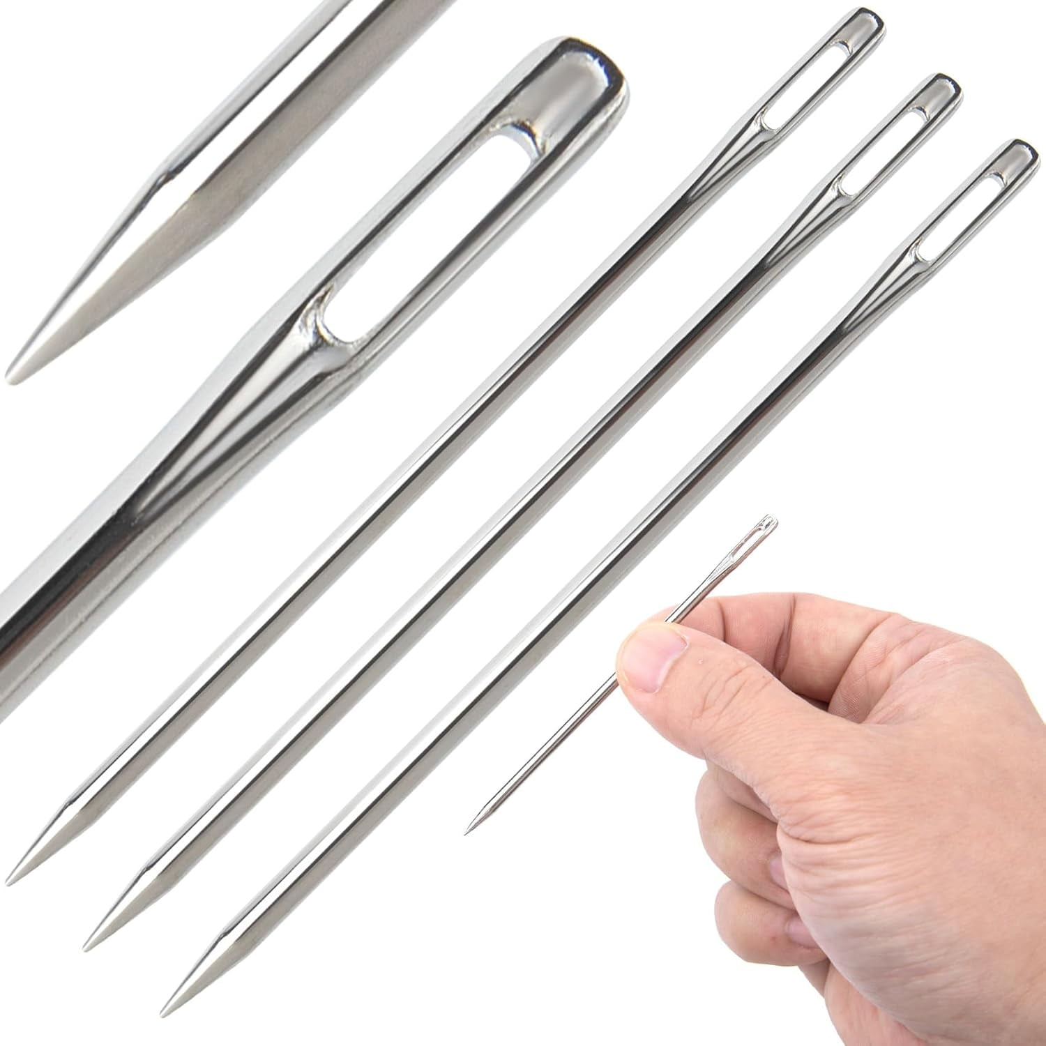 3 PCS 4 Inch Sewing Needles, Stainless Steel Upholstery Needle, Large ...