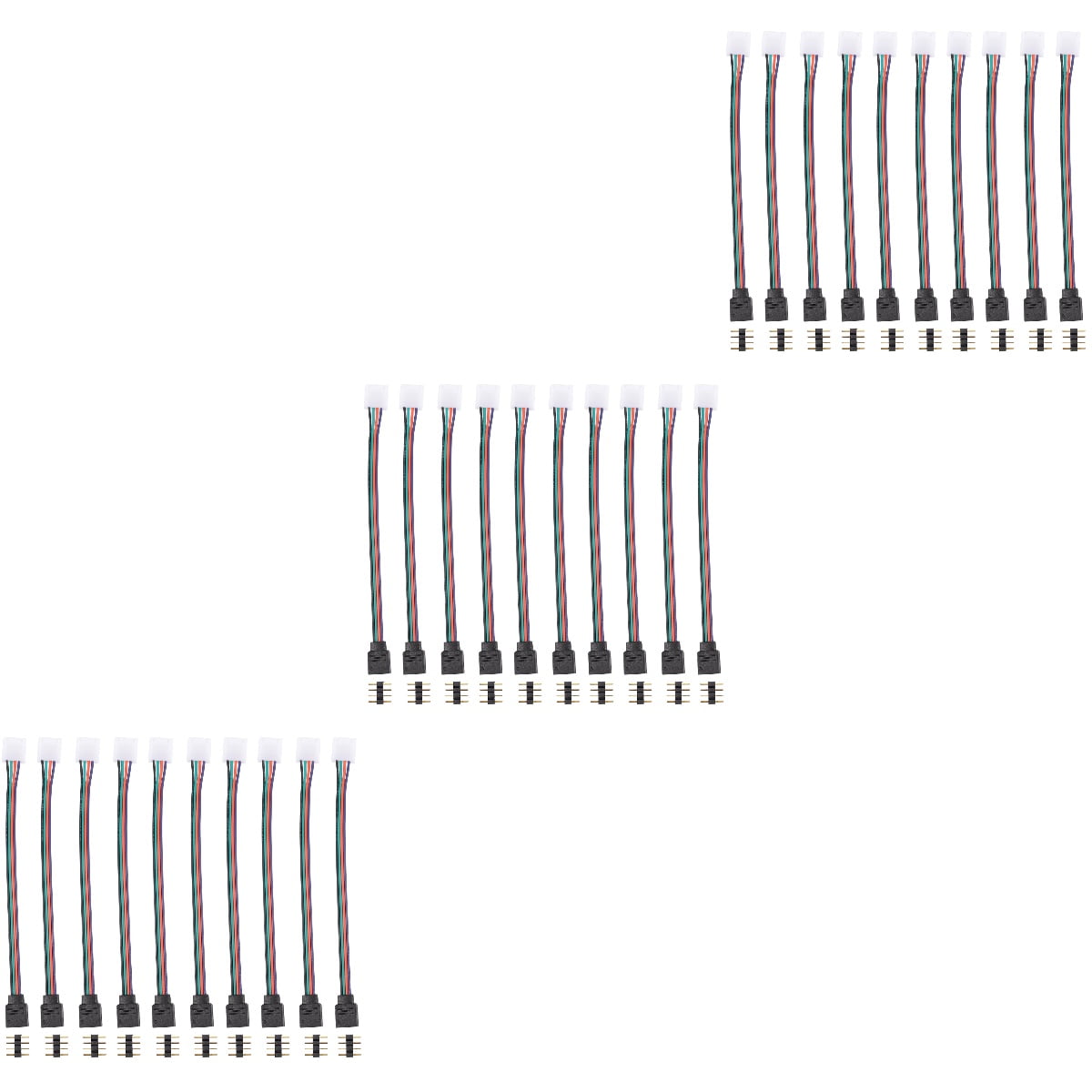 3 PCS 4 Pin LED Connectors Strip PVC Stickers Air Accessories Black ...