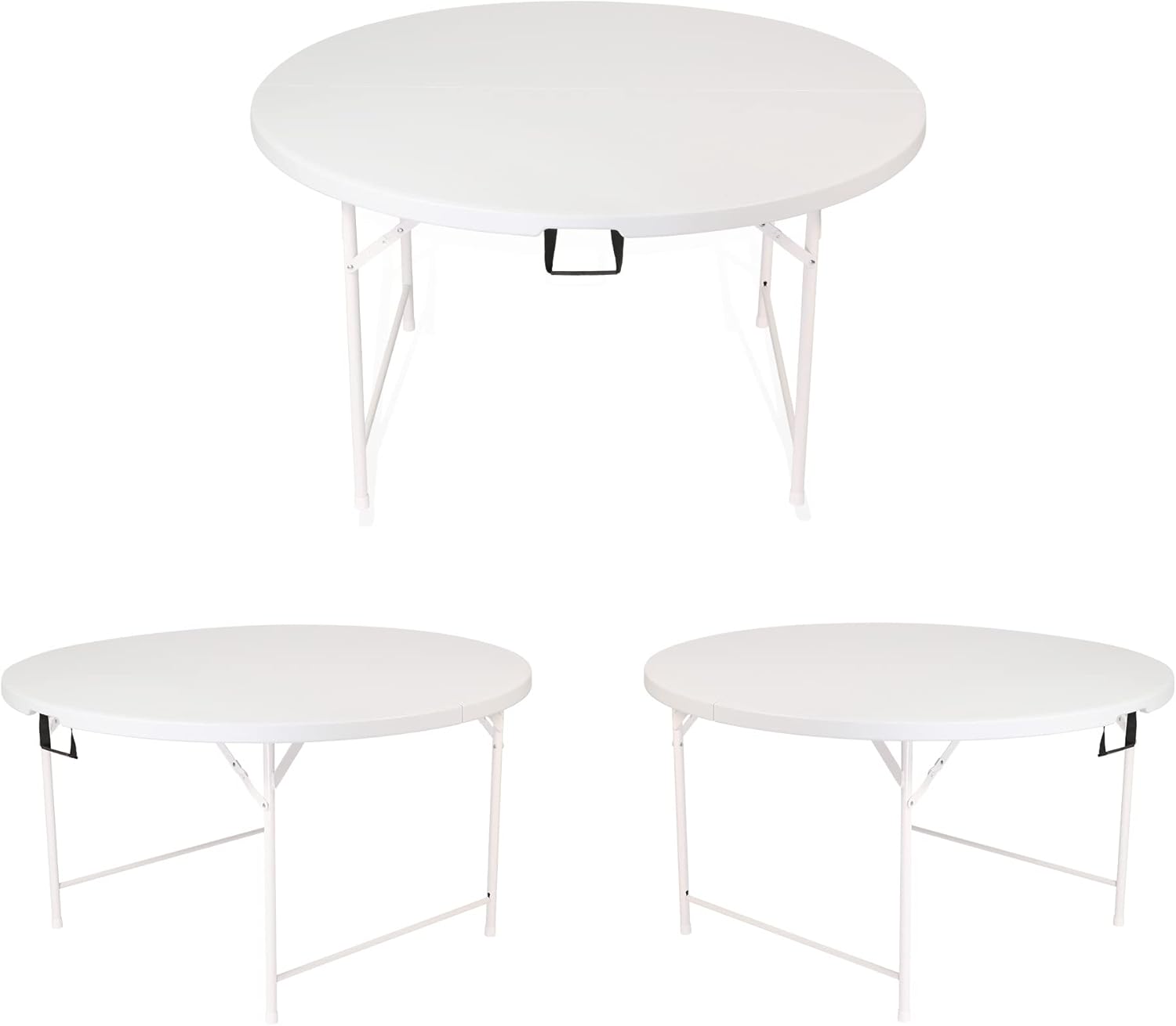 3 PCS 65 Inch Round Folding Table Durable Plastic Dining Card Table ...