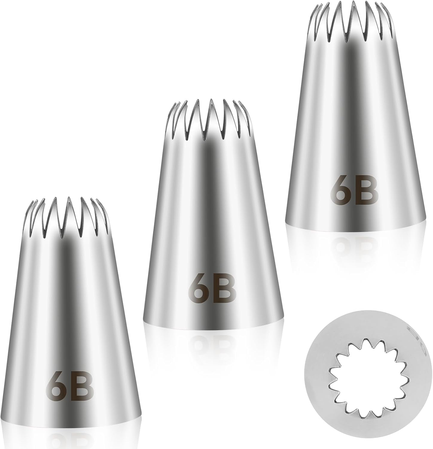 3 PCS 6B Cake Piping Nozzle Tips, Stainless Steel Large Piping Tips ...