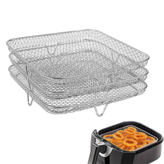 3 PCS Air Fryer Rack, 8 Inch Air Fryer Rack Square, Tower Stackable ...