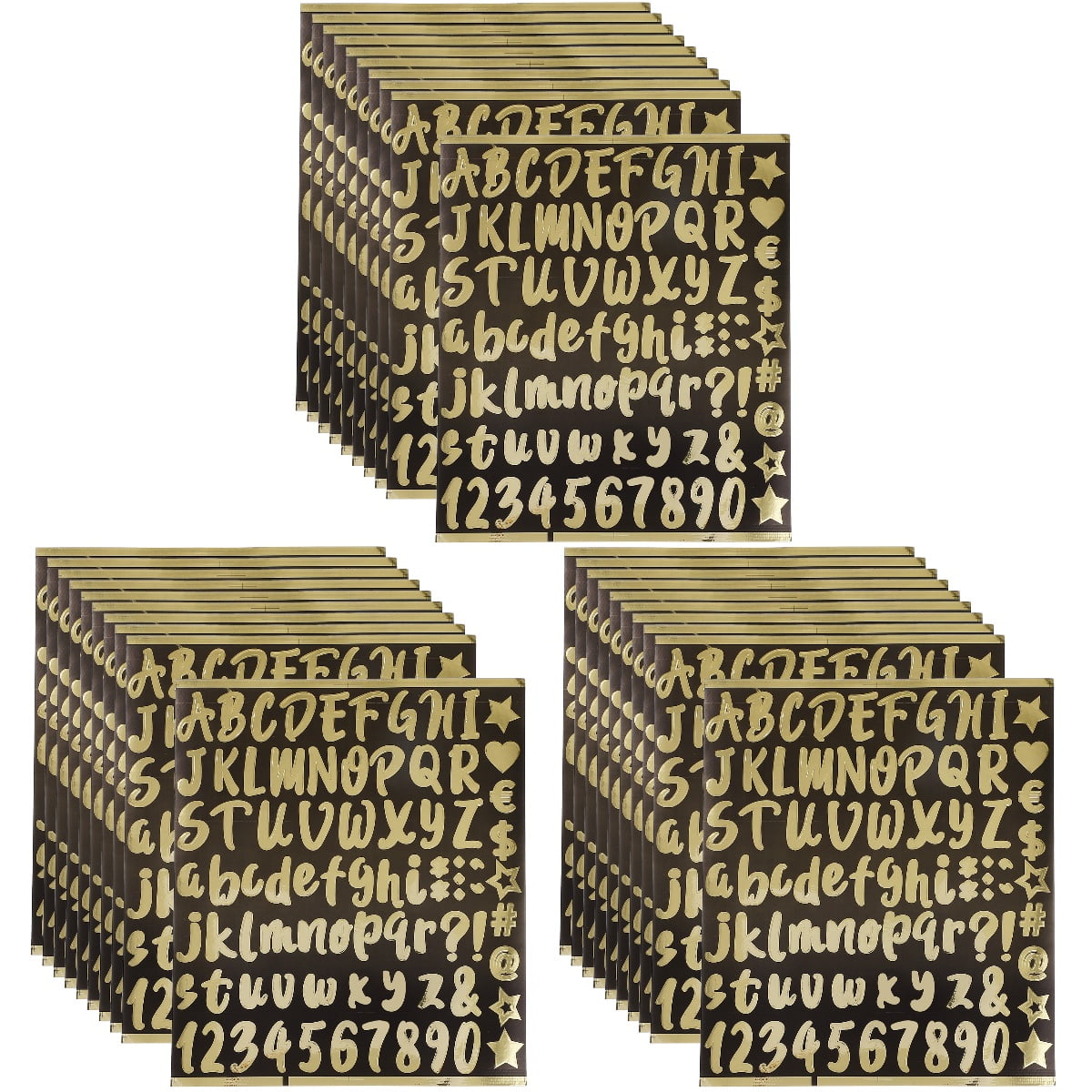 3 PCS Alphanumeric Kit Stickers Numbers Gold Letter Scrapbook Golden ...