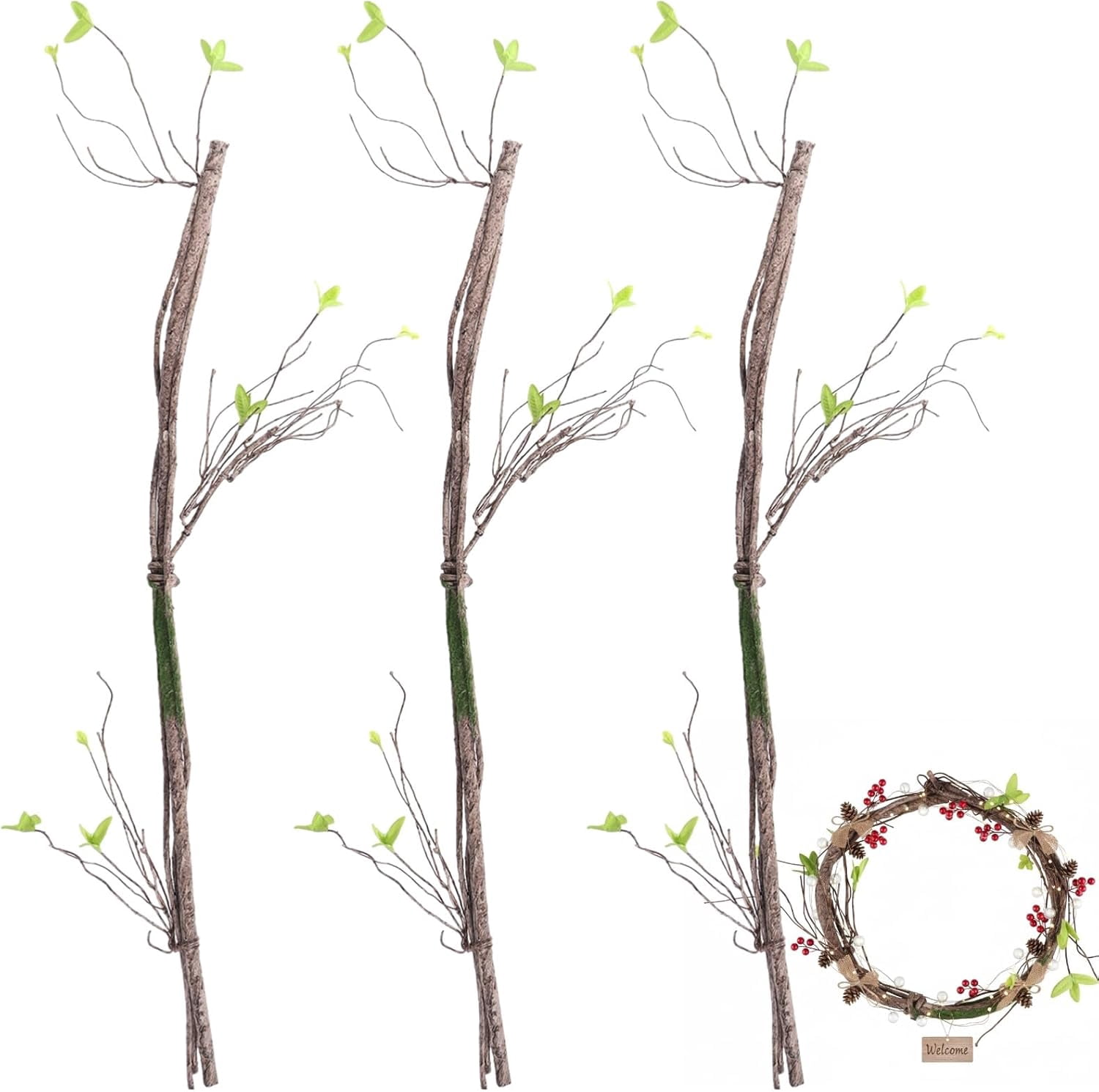 3 PCS Artificial Bendable Tree Branches, Realistic Faux Dried Branch ...