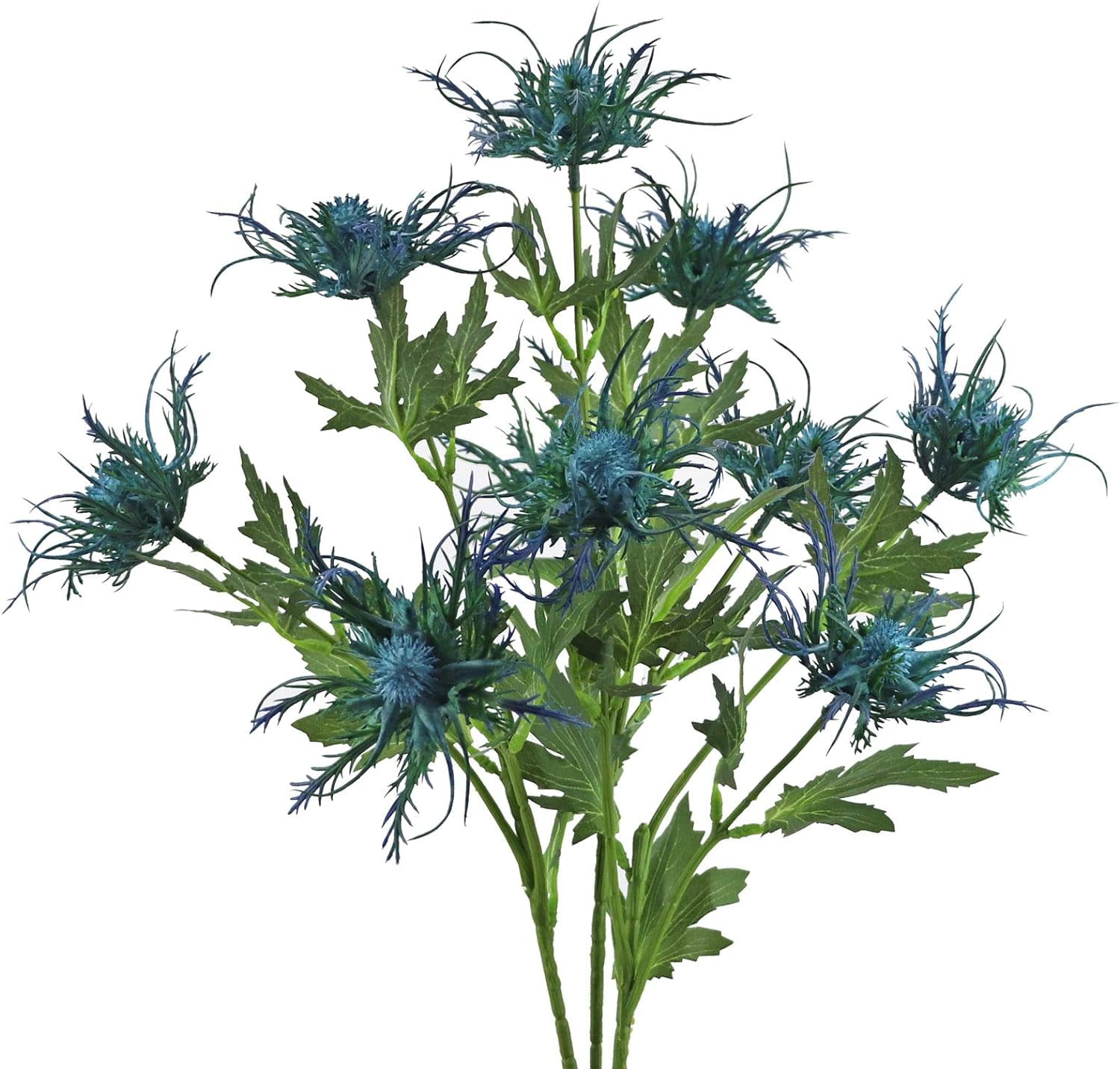 3 PCS Artificial Thistle Flowers Blue Faux Thistles Flowers Bunch Faux ...
