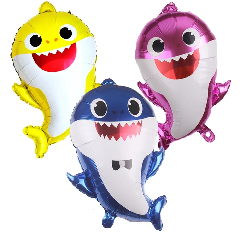 3 PCS Baby Shark Balloons Party Helium Balloons Shark Family Foil ...