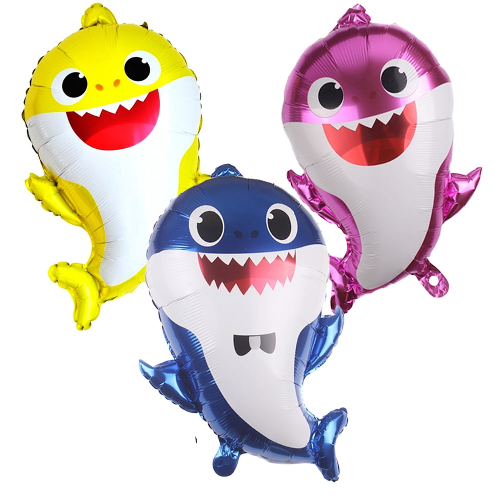3 PCS Baby Shark Balloons Party Helium Balloons Shark Family Foil ...