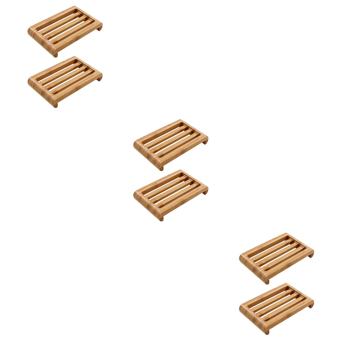 3 PCS Bamboo Wood Soap Dish Container Dispenser Water Trough Case ...