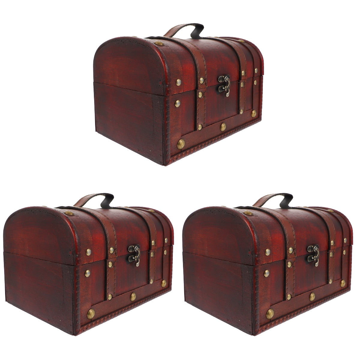 3 PCS Bins Basket Antique Treasure Chest Storage Container Child ...