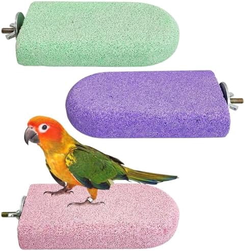 3 PCS Bird Perches Calcium Parrot Perch Stand Bird Beak Grinding Stone ...