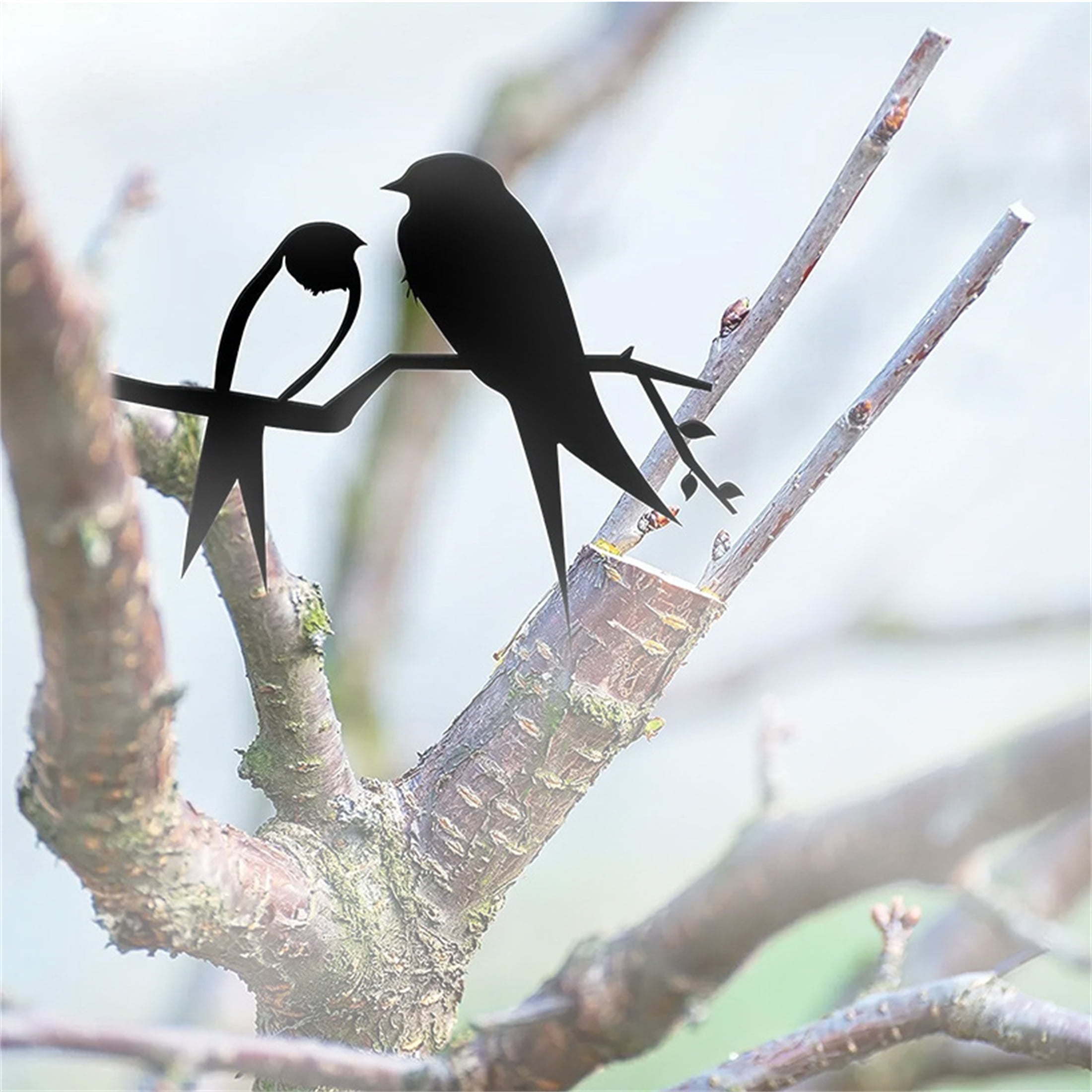 3 PCS Birds on The Branch Metal Bird Statue Metal Bird Silhouette Wall ...