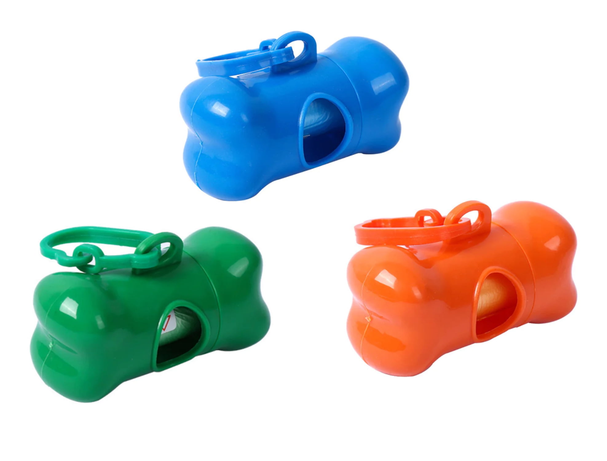 3 PCS Bone Shaped Poop Bag Dispenser Plastic Pet Waste Disposal Bag ...
