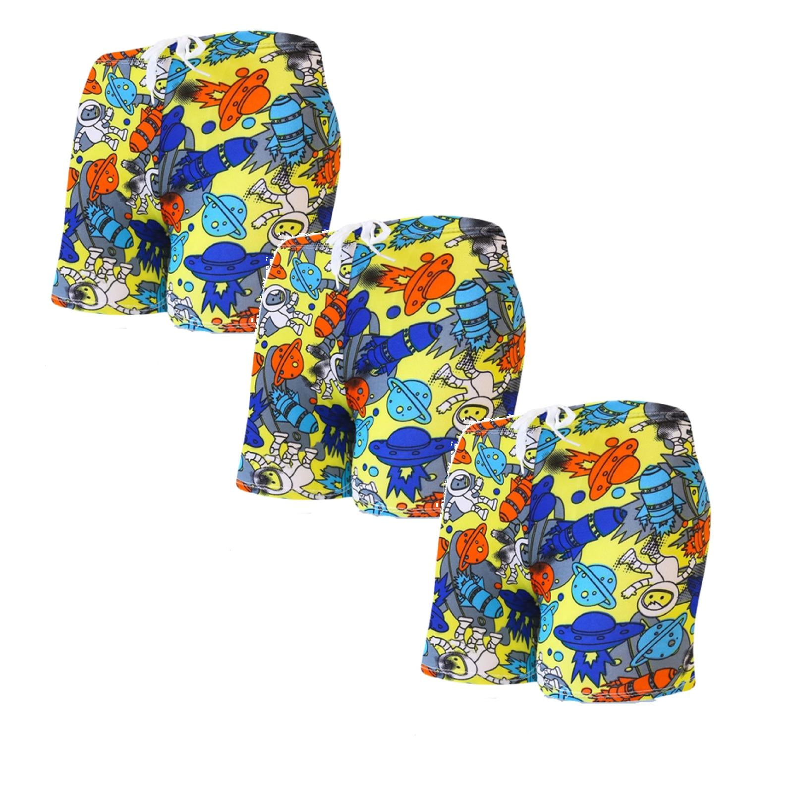 3 PCS Boys Swim Trunks with Compression Boxer Brief Liner Little Boys ...