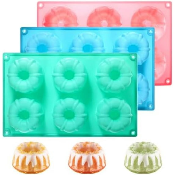 3 PCS Bundt Cake Pans for Baking, Non-stick Silicone Molds for Baking ...
