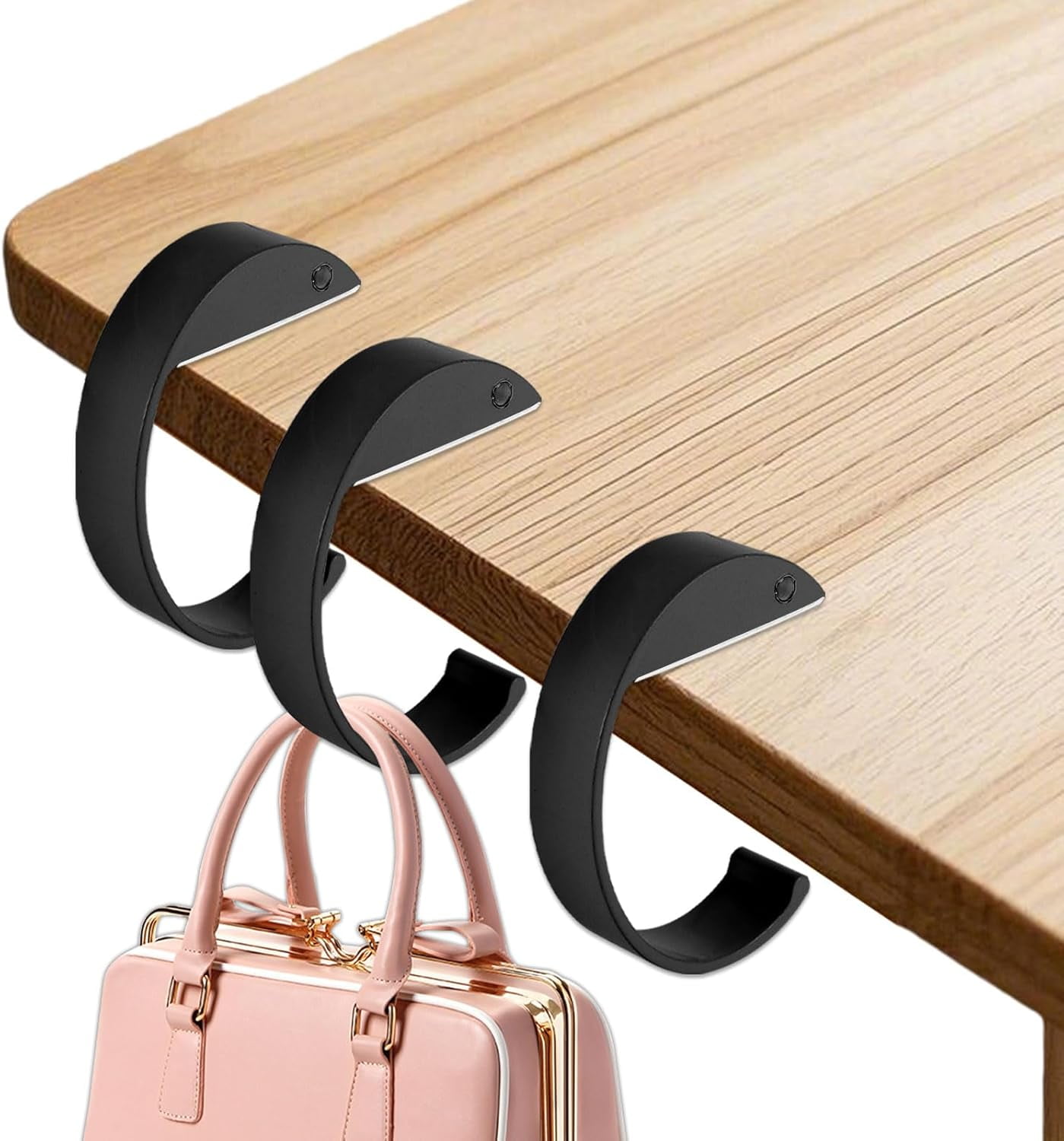 3 PCS C Shape Purse Hook for Table, Purse Holder for Desk, Black Bag Holder, High-Strength Alloy ...