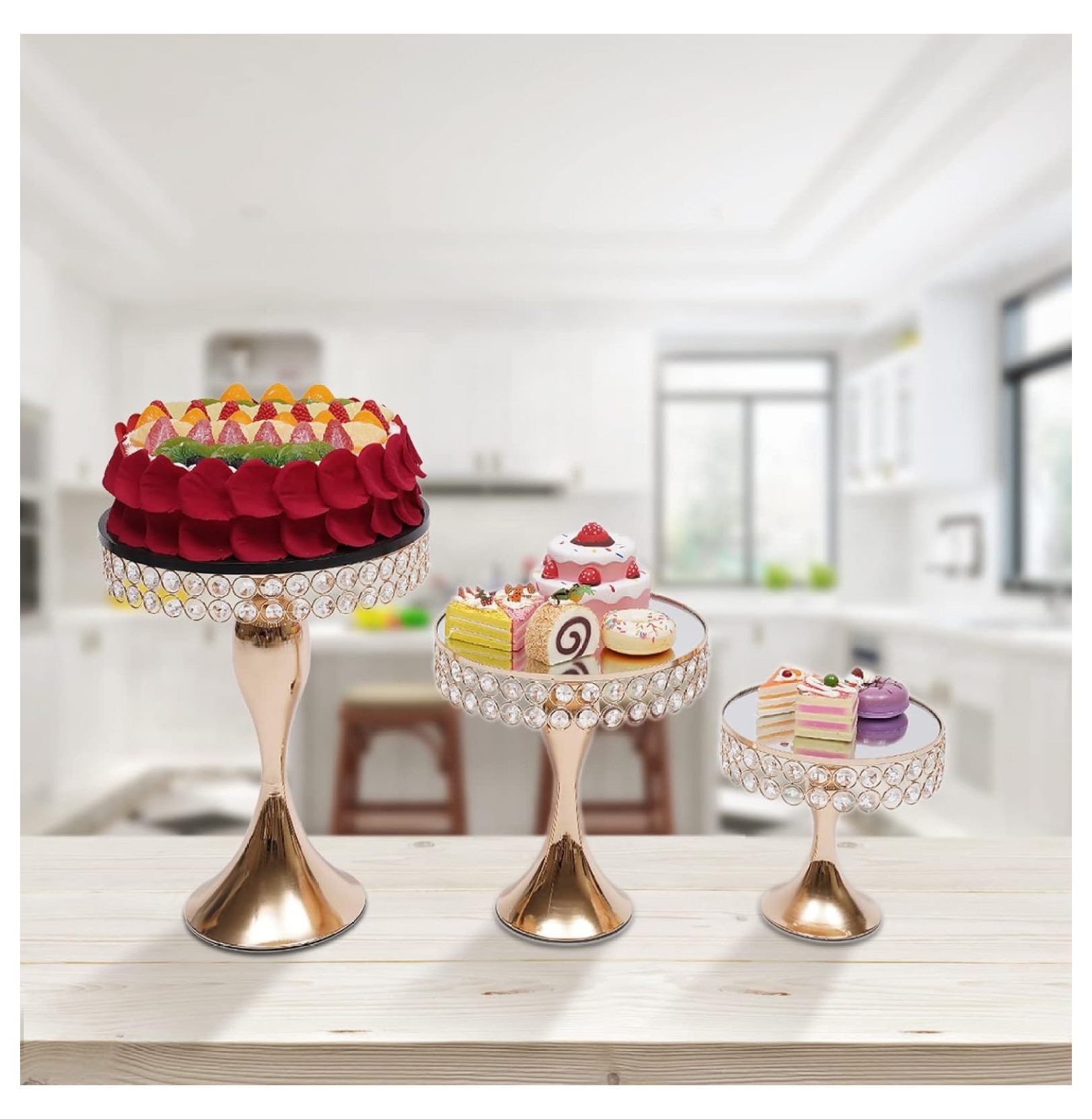 3 PCS Cake Stand Set for Party, Crystal Cake Stand Cupcake Holder Stand ...