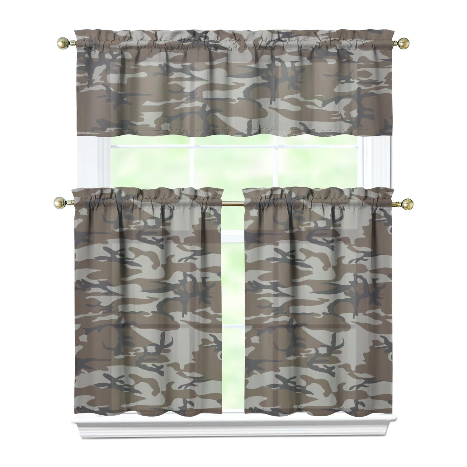 3 PCS Camo Kitchen Curtains Set - Military Camouflage Tactical Army ...