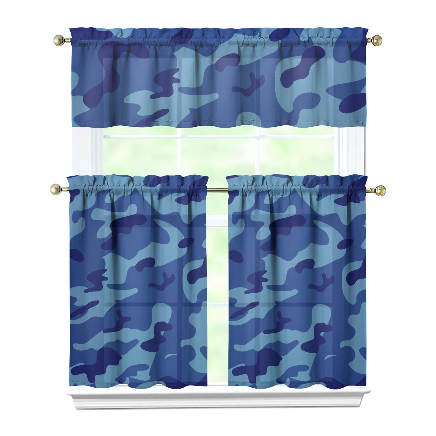 3 PCS Camo Kitchen Curtains Set - Military Camouflage Tactical Army ...