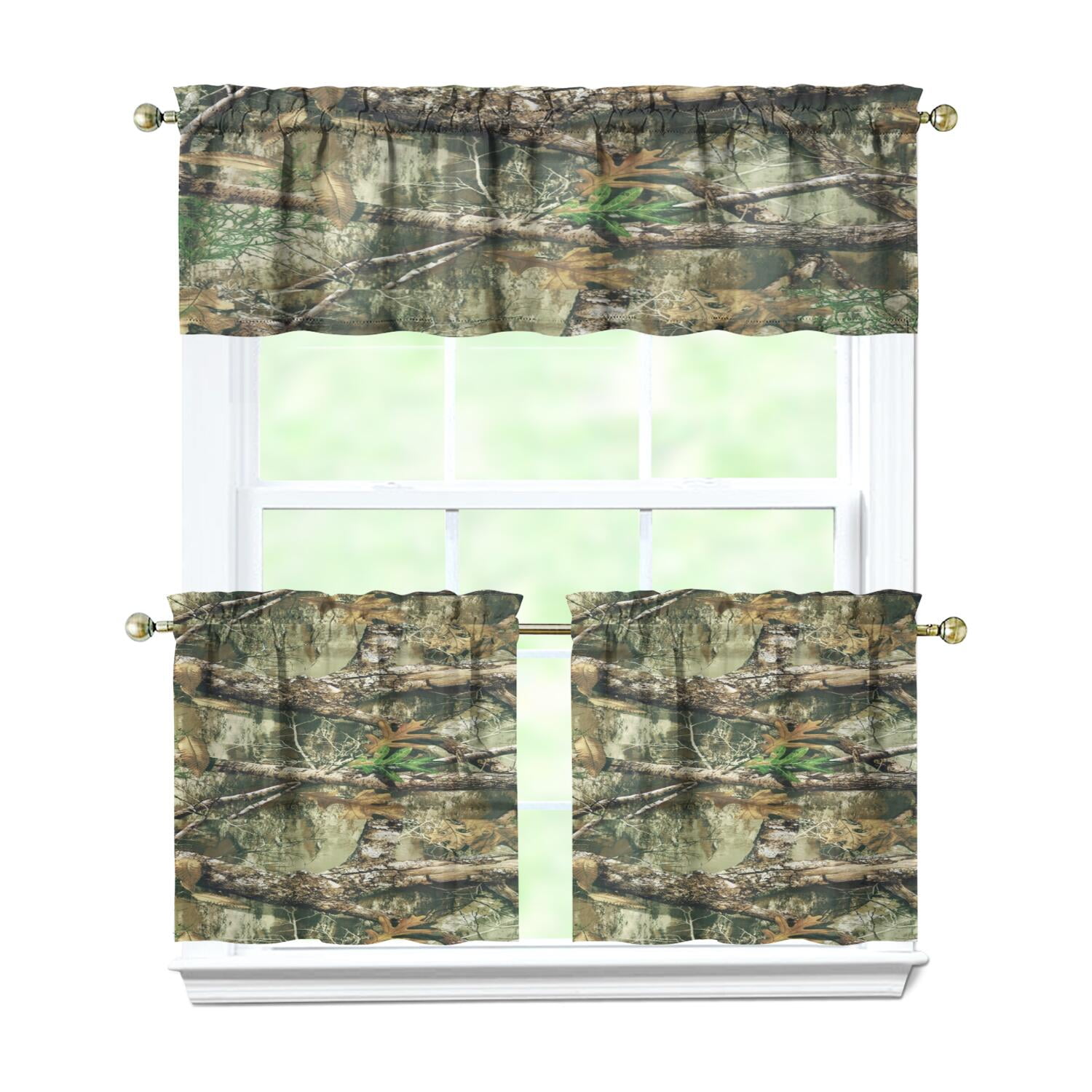 3 PCS Camo Kitchen Curtains Set - Tactical Army Camouflage Tier ...